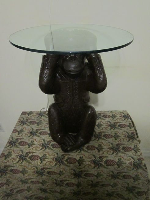 Monkey Side Table Made of Resin Palm Beach Palm Beach Regency Style Glass Top - Etsy