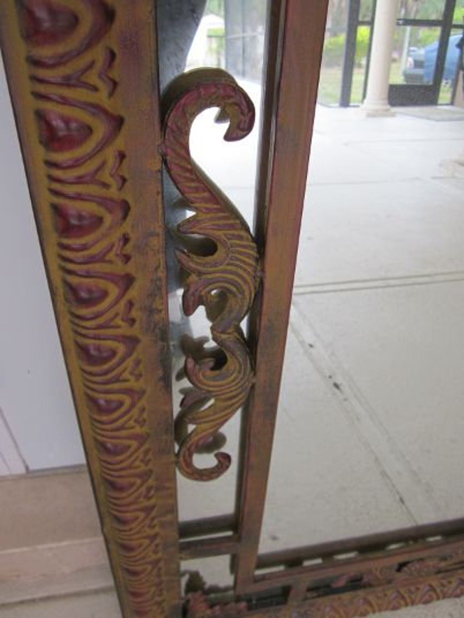 Antique French Decorative Wall Mirror Beveled Metal Frame Shipping is ...