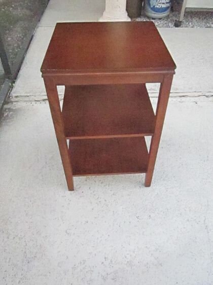 Wood Side Table Square 3 Tier Medium Tone Contemporary Styleshipping is ...