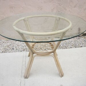 Bamboo Rattan Round Table Base With Glass Top Tropical Style - Etsy