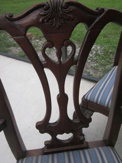 Vintage Mahogany Wood Traditional Chippendale Style Dining Room Set of ...