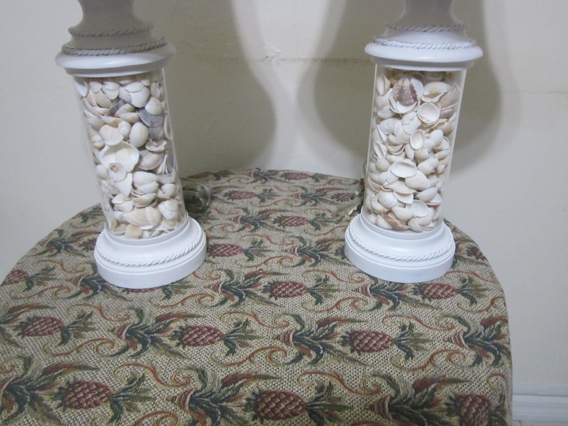 Sea Shell Table Lamp With Shade Tropical Style Set of Two - Etsy