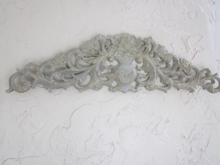 Ornate Door Topper Wall Decor Leaf Scroll Design Urn Filled Florals ...