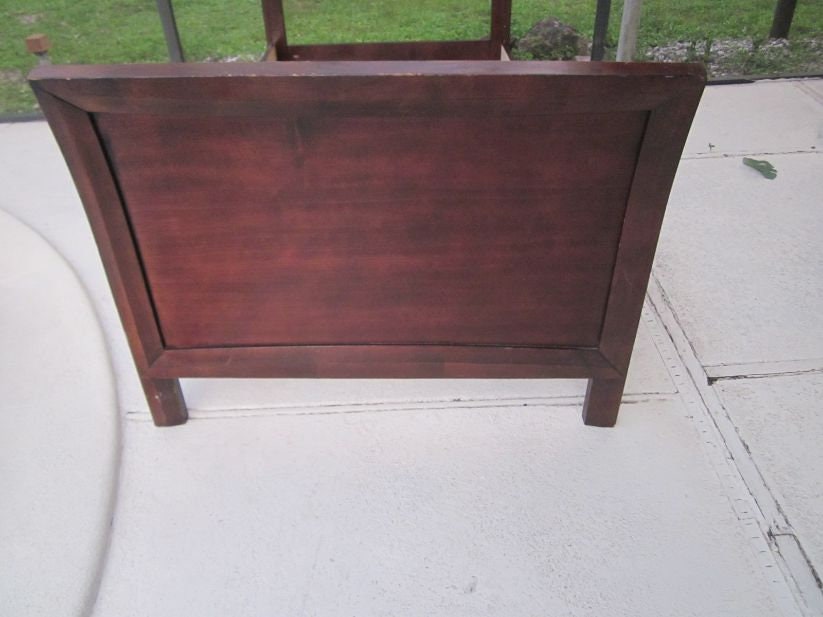 Solid Wood Sleigh Twin Headboard Footboard and Rails Pecan ...