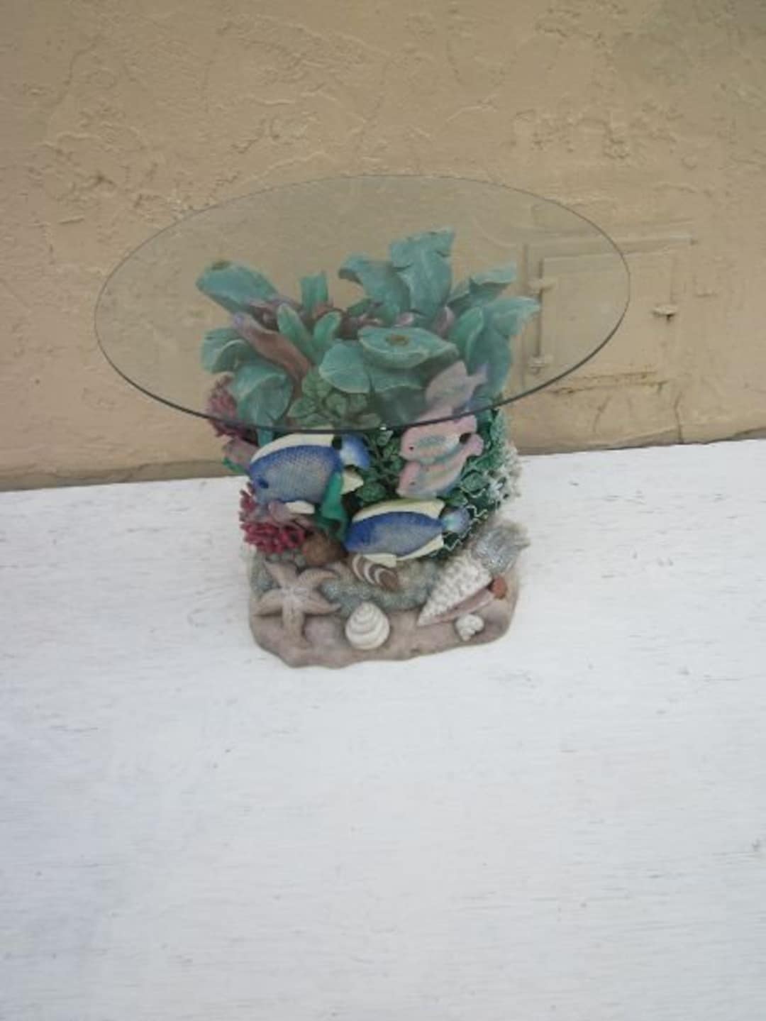 Great Barrier Reef Sea Life Coffee Table Base With Glass Glass Top ...