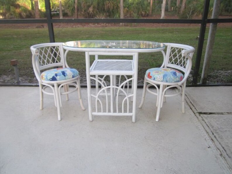 Bamboo Rattan Dinette Set Oval Table Two Chairs Honeymoon Set Curved ...