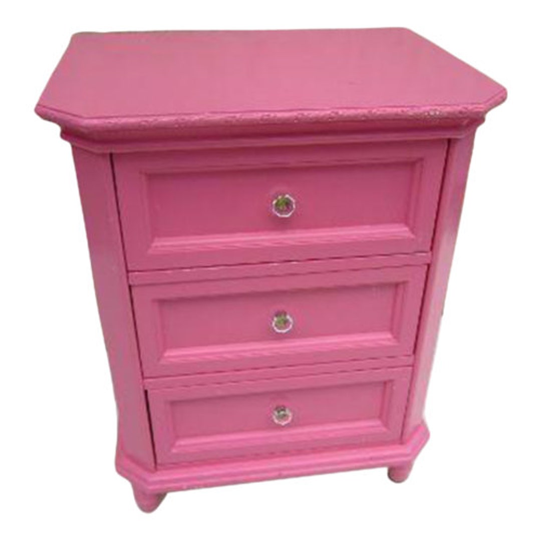 Pink Nightstand Simple Shabby Chic 3 Drawers Wood Shipping is Not Free ...