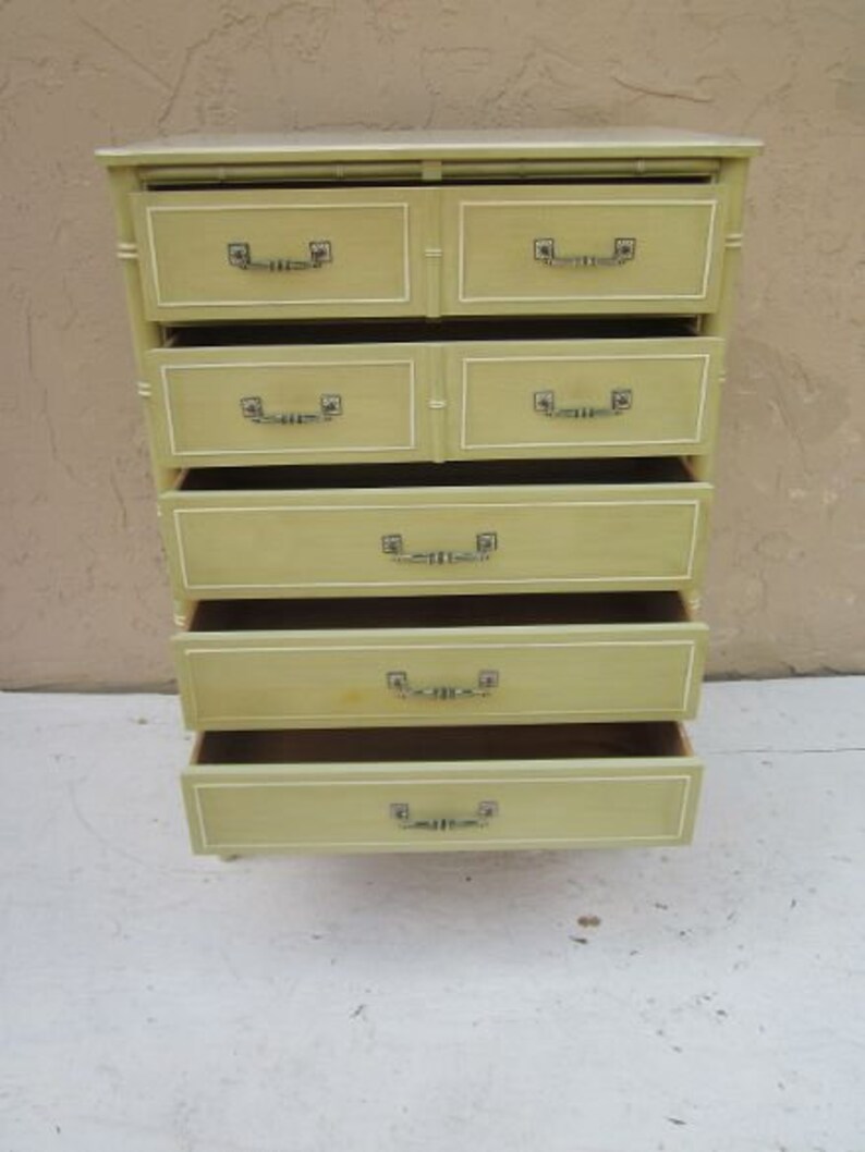 Hollywood Regency Henry Link Bali Hai Chest 5 Drawer Original Sage ...