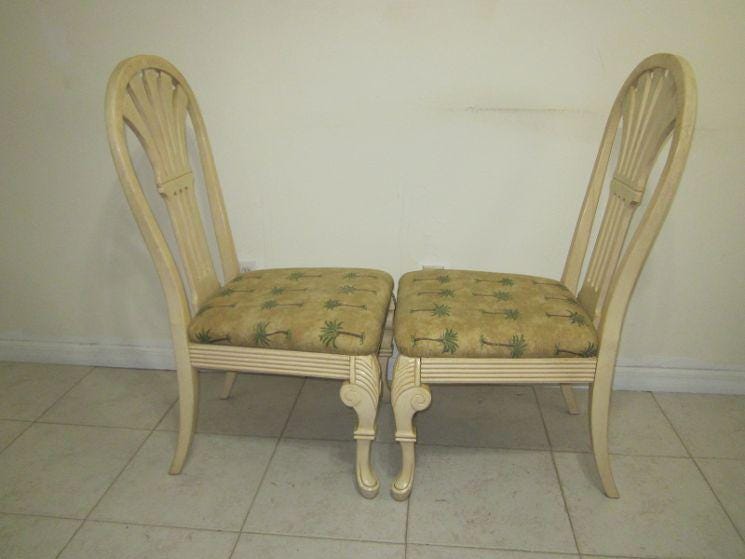 Wood Dining Chairs 2 Side 2 Arm Upholstered Seat Beige Set of 4 ...