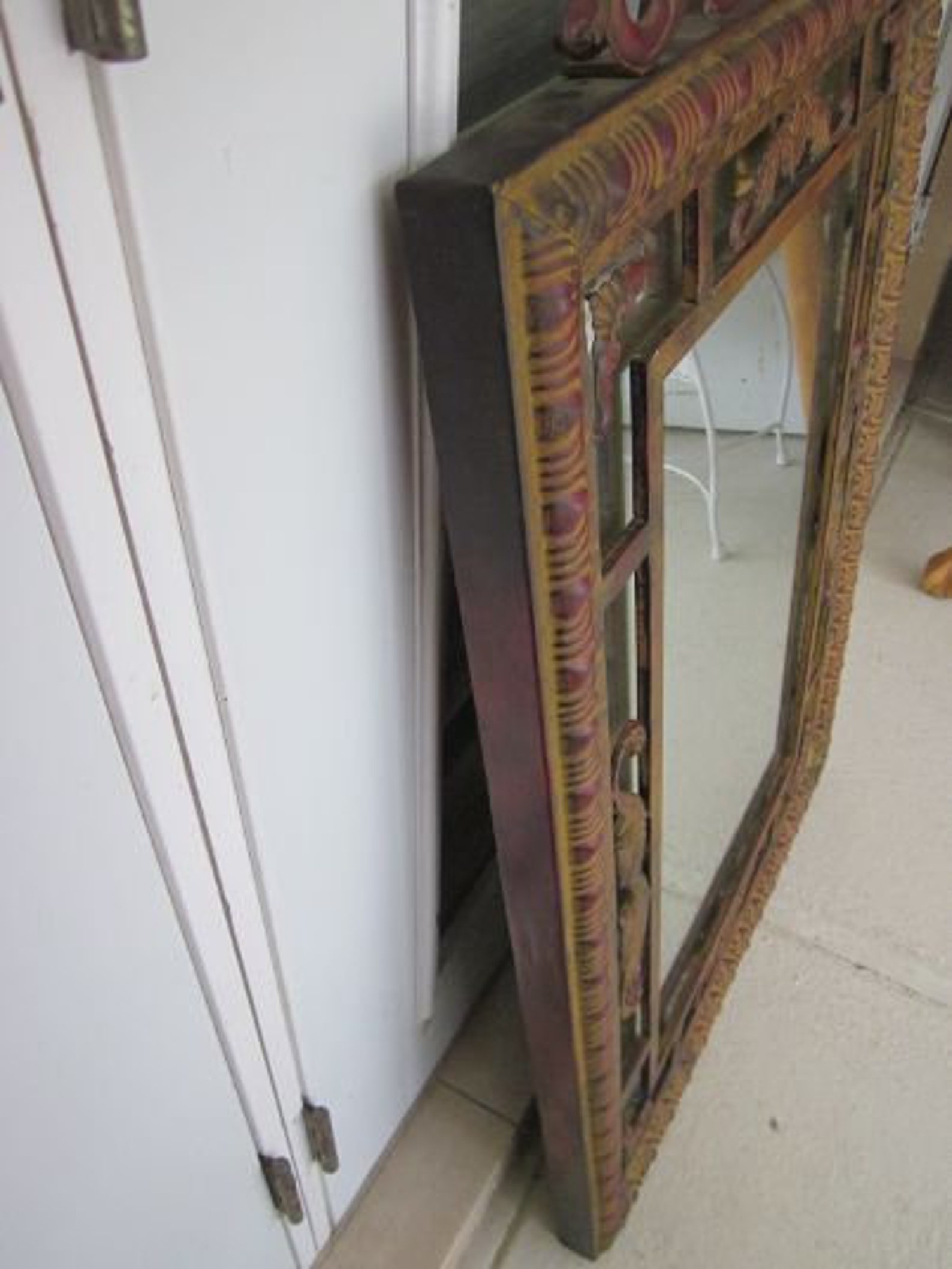 Antique French Decorative Wall Mirror Beveled Metal Frame Shipping is ...