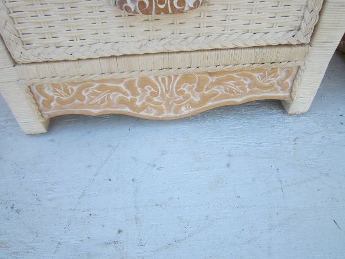 Pier One Wicker Rattan Nightstand Jamaica Collection Two Drawer Set of ...