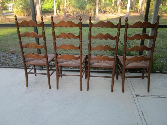 Vintage Ladder Back Wood Chair Straw Seat Tell City Set of 4 - Etsy