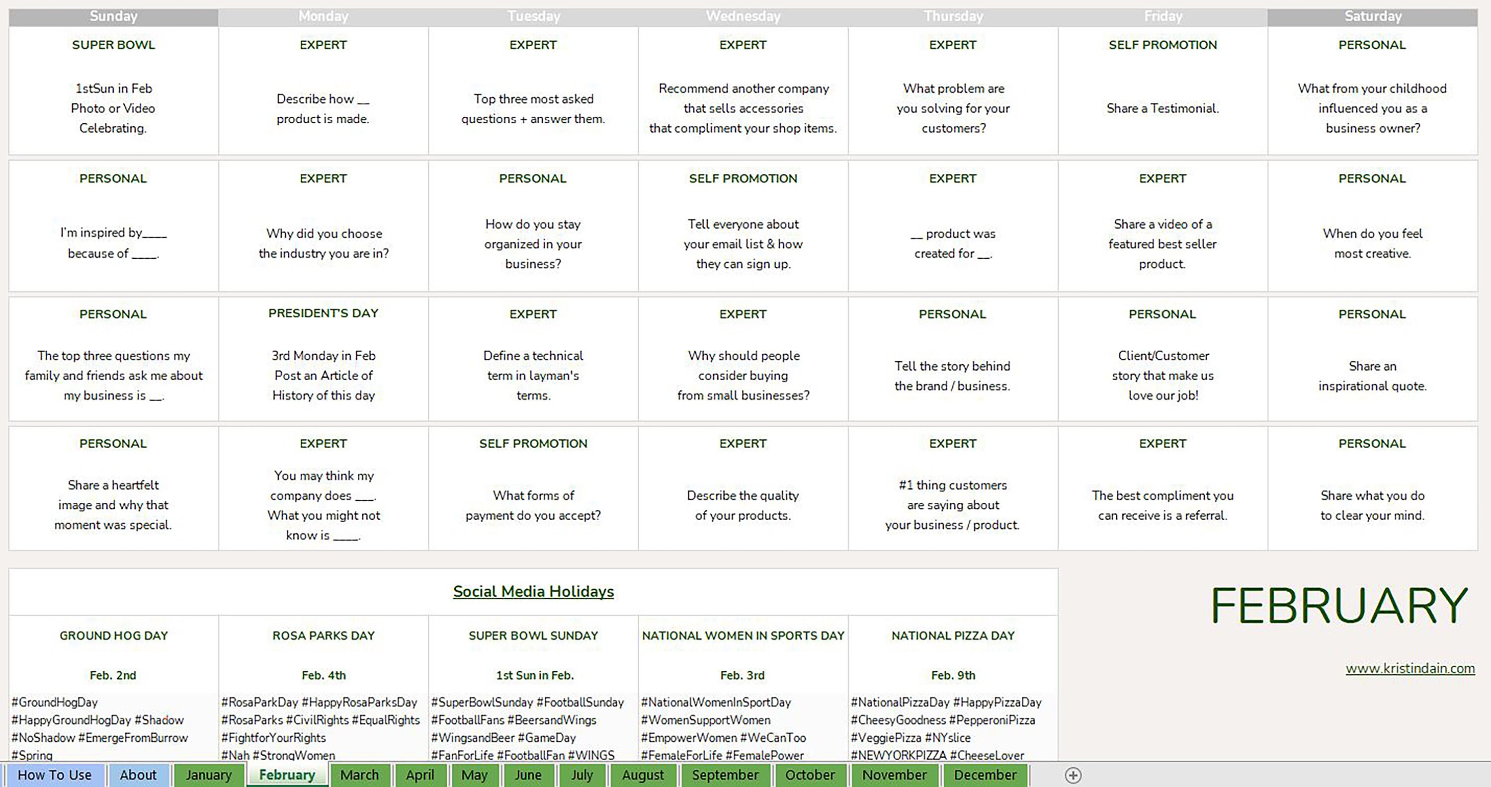 EDITABLE Product Based Business Social Media Content Calendar L 365 Day ...