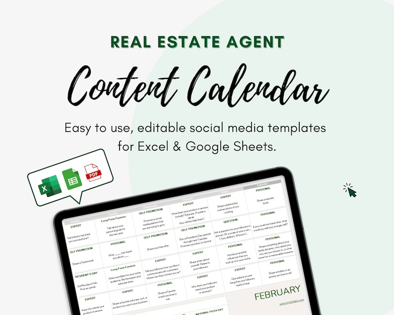 EDITABLE Real Estate Agent Social Media Content Calendar L 365 Day ...