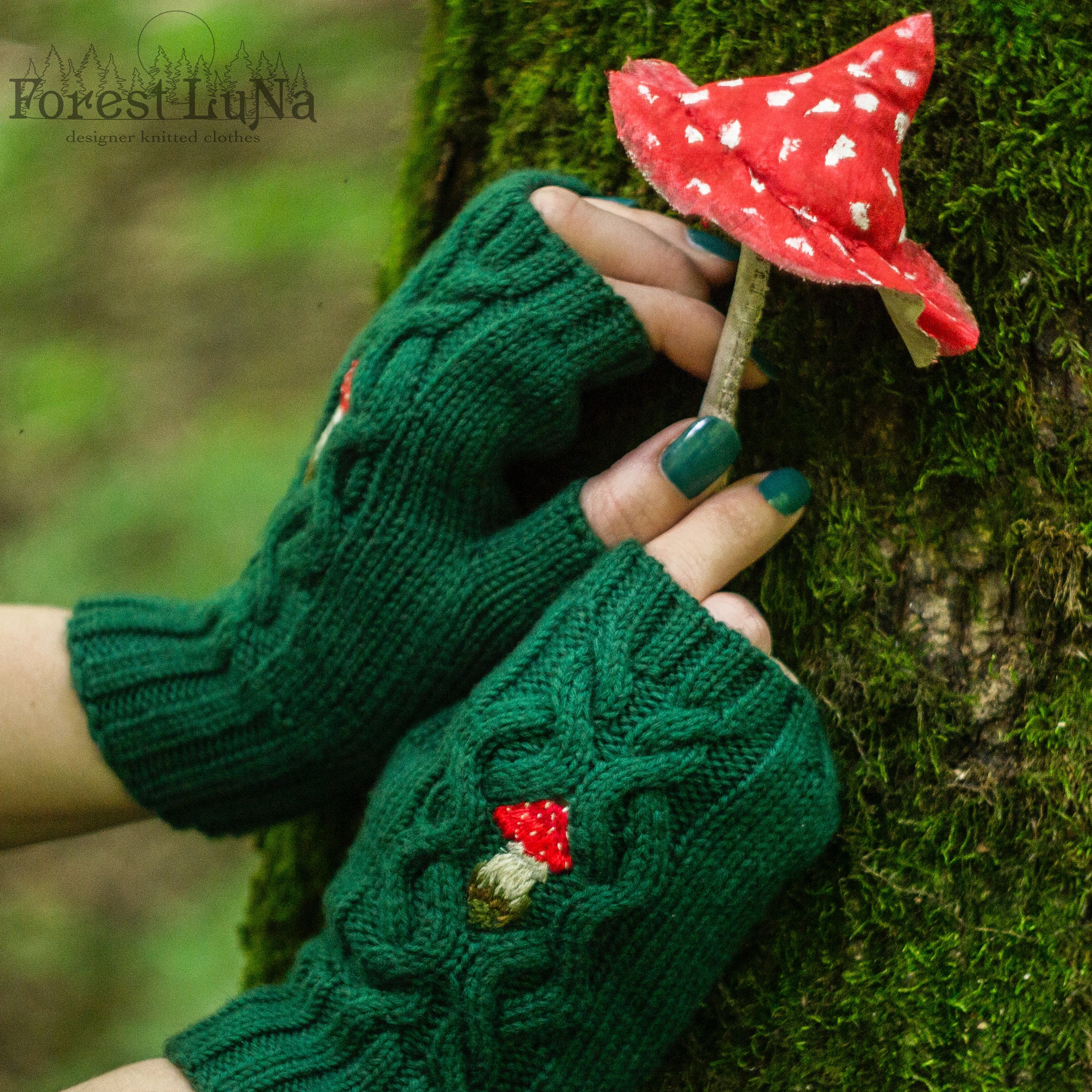 Knitted Woolen Mitts With Hand Embroidery. Pre-order. Autumn | Etsy