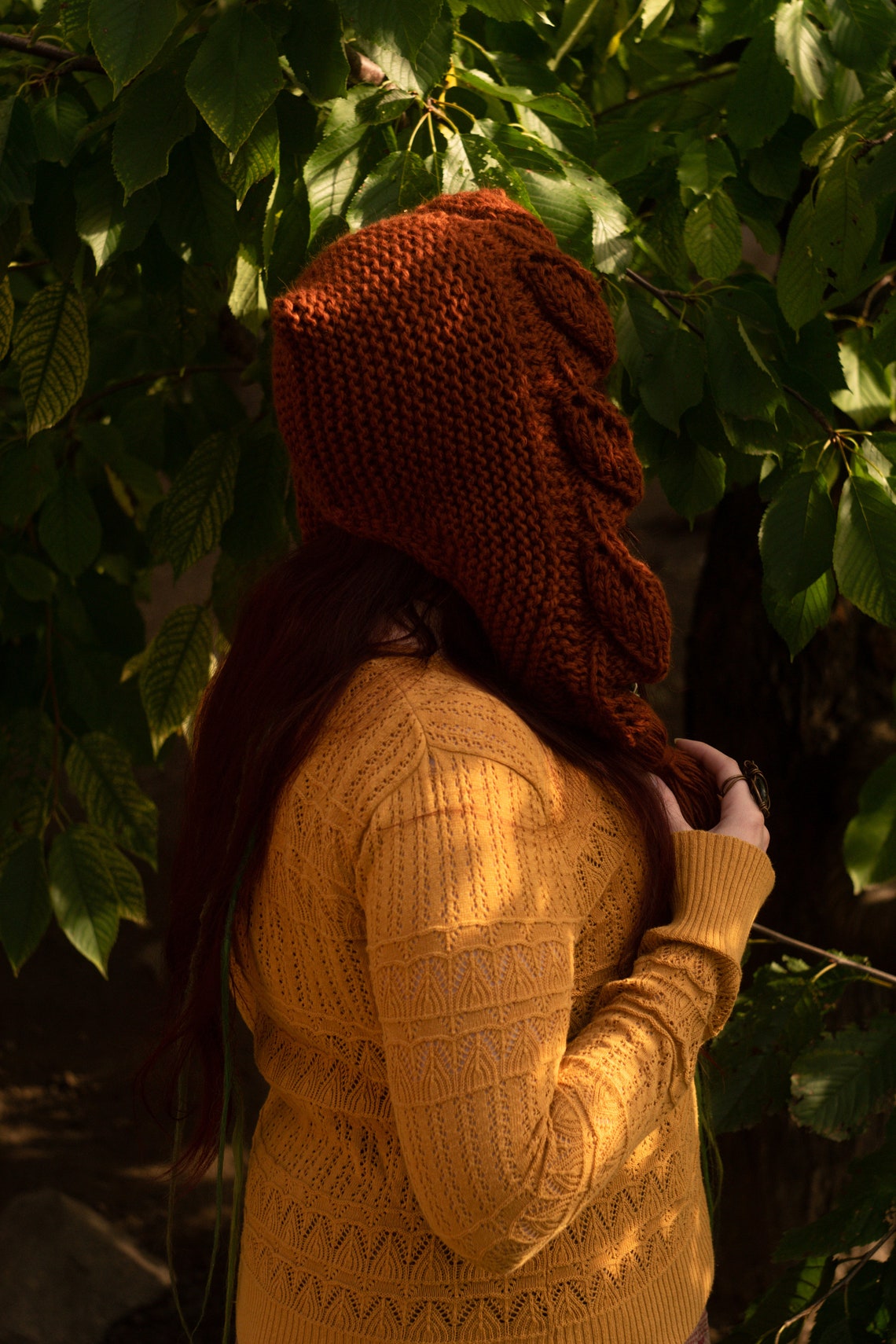 Knitted Pixie Leafy Forest Hood. Elven Cap With Tassels. Hand - Etsy