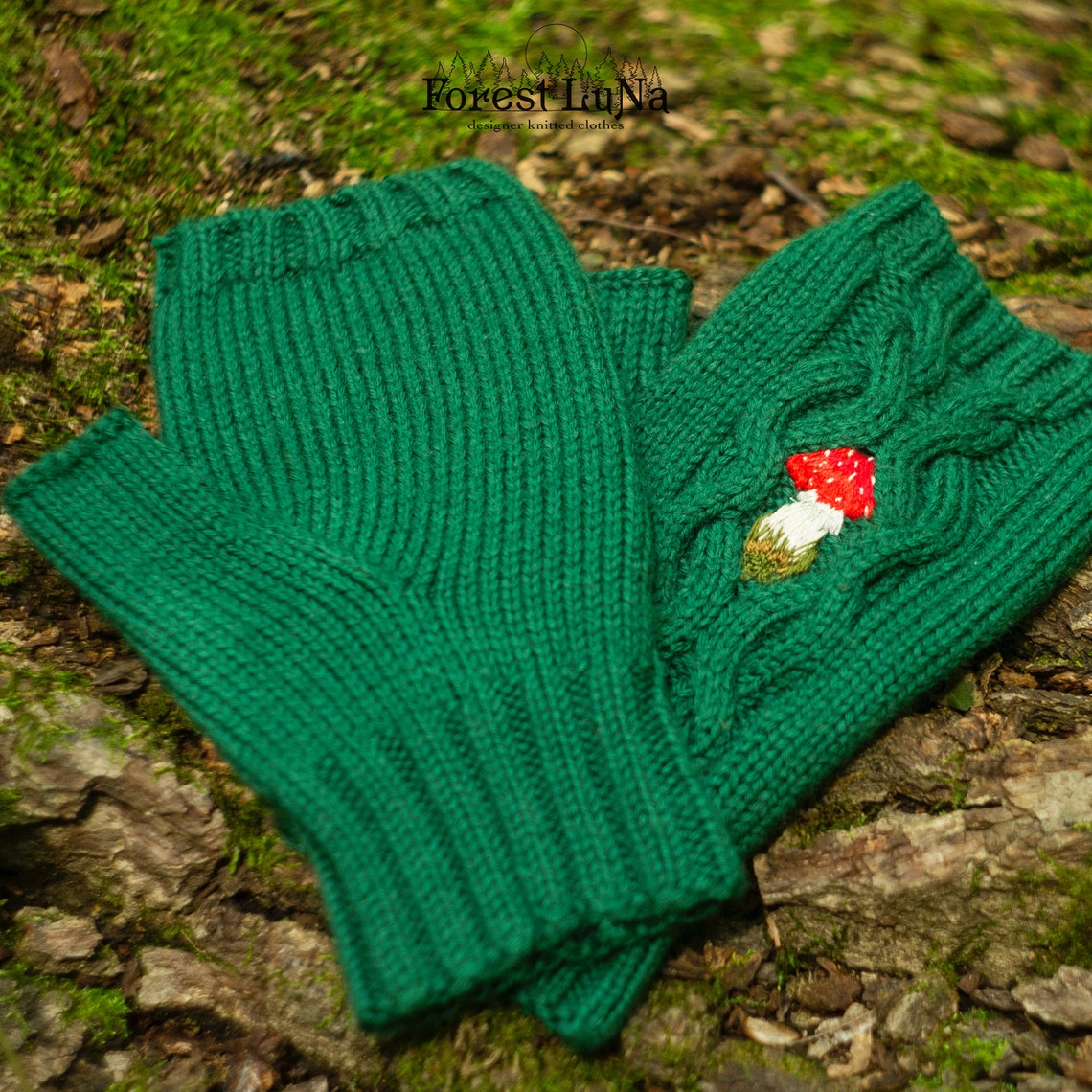 Knitted Woolen Mitts With Hand Embroidery. Pre-order. Autumn | Etsy