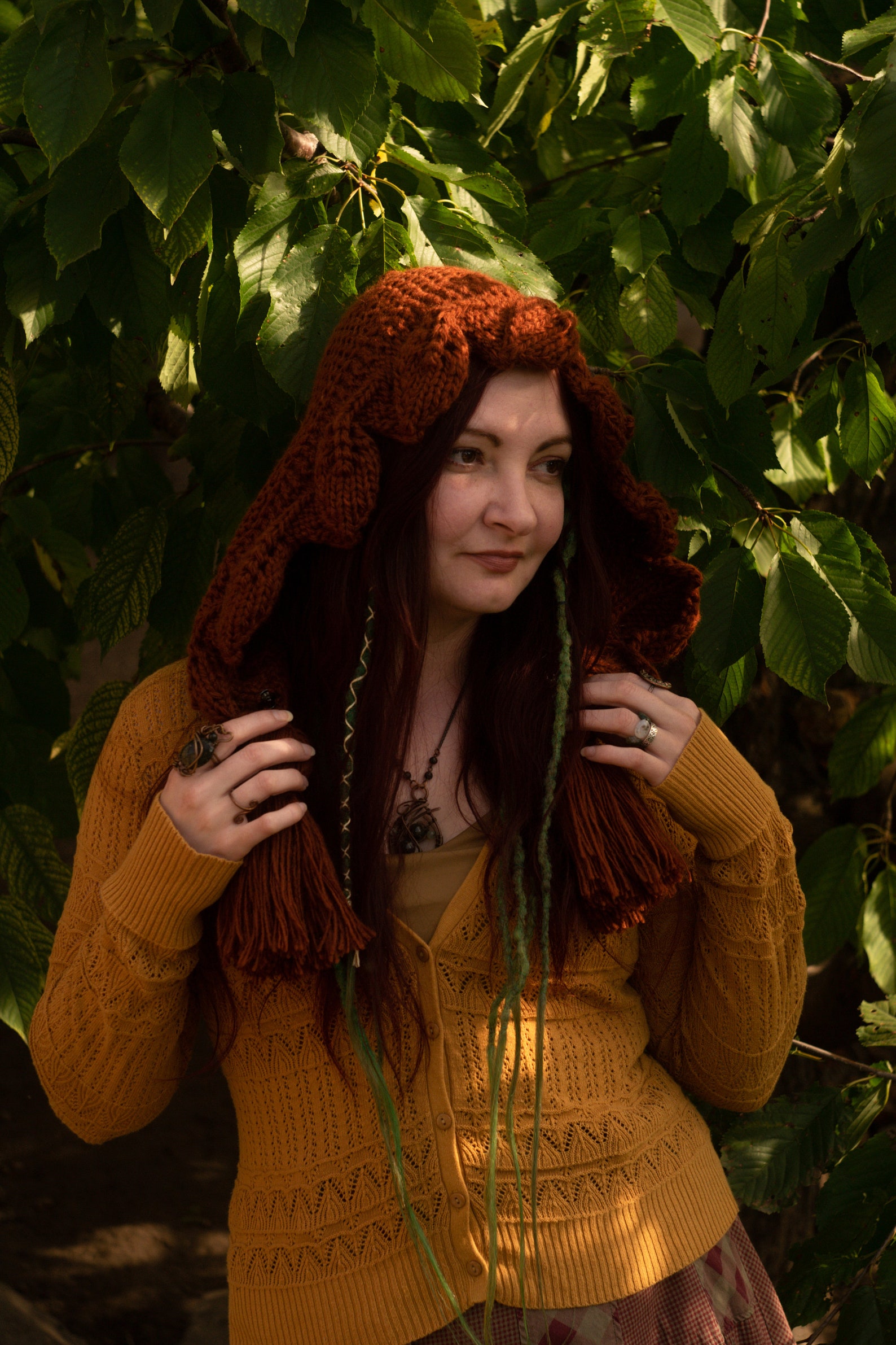 Knitted Pixie Leafy Forest Hood. Elven Cap With Tassels. Hand - Etsy