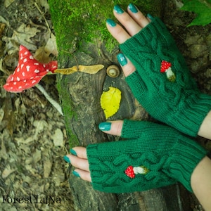 Knitted Woolen Mitts With Hand Embroidery. Pre-order. Autumn Amanita ...