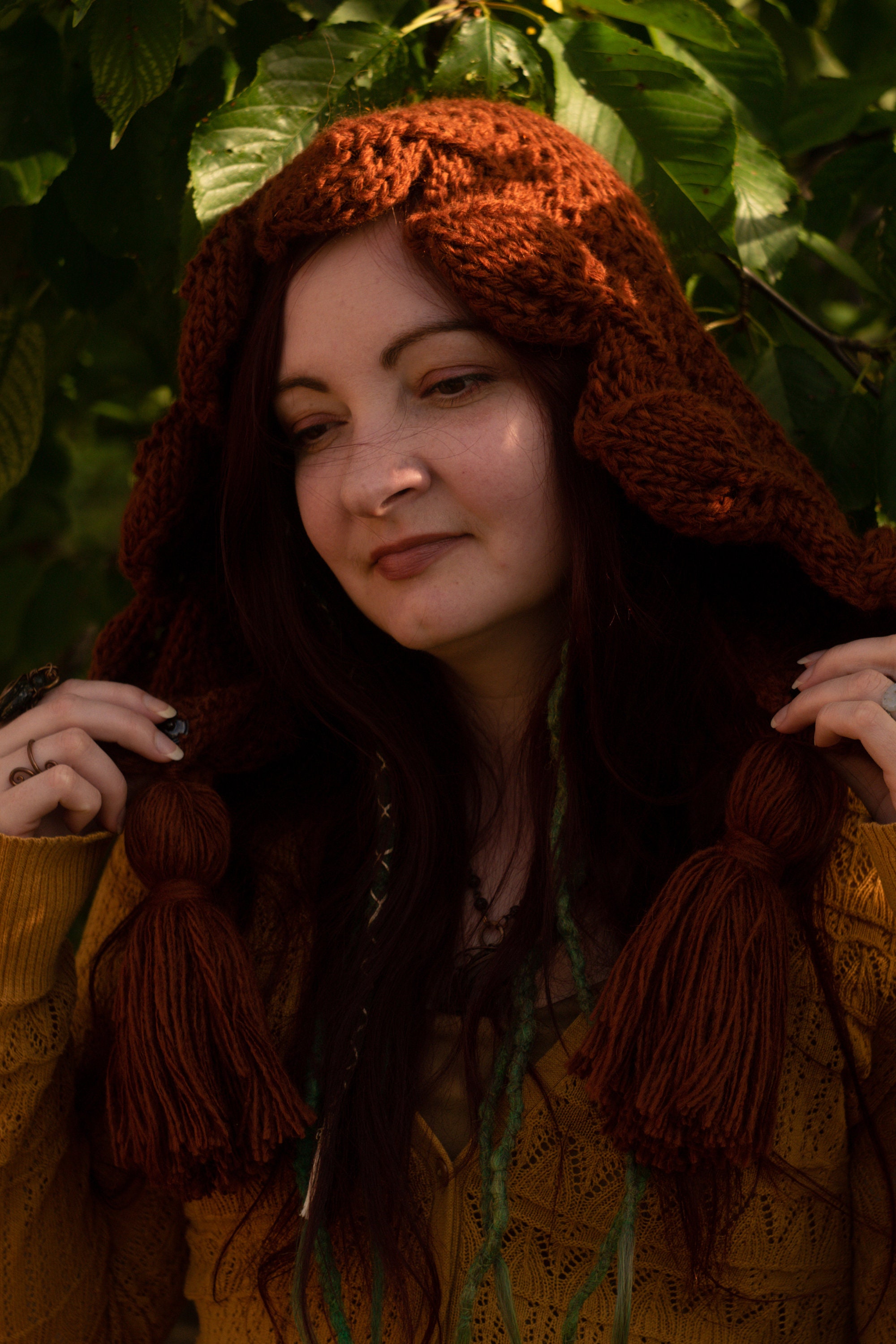 Knitted Pixie Leafy Forest Hood. Elven Cap With Tassels. Hand - Etsy
