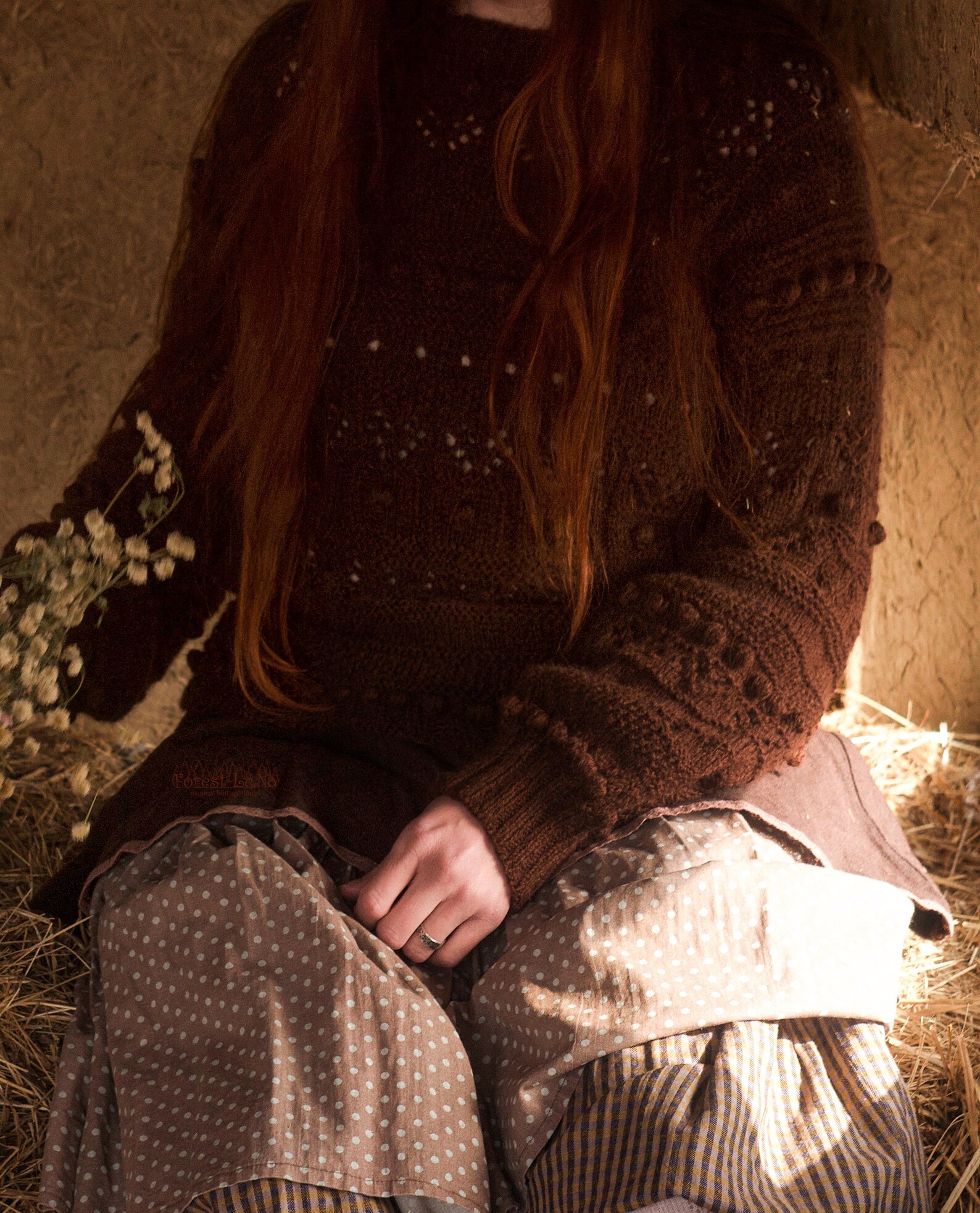 Alpaca Patterned Terracotta Knitted Seamless Sweater With Puff Sleeves ...