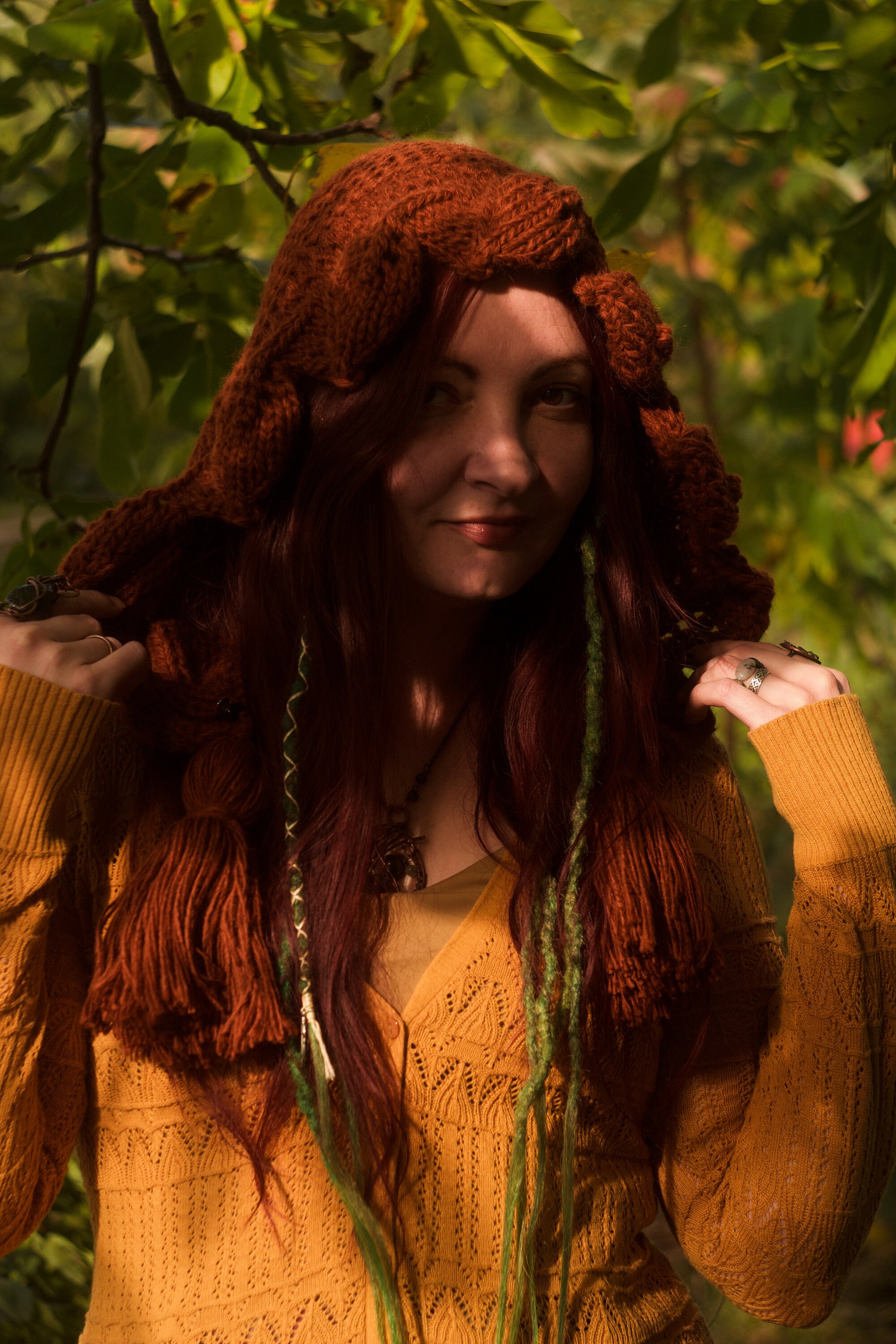 Knitted Pixie Leafy Forest Hood. Elven Cap With Tassels. Hand - Etsy