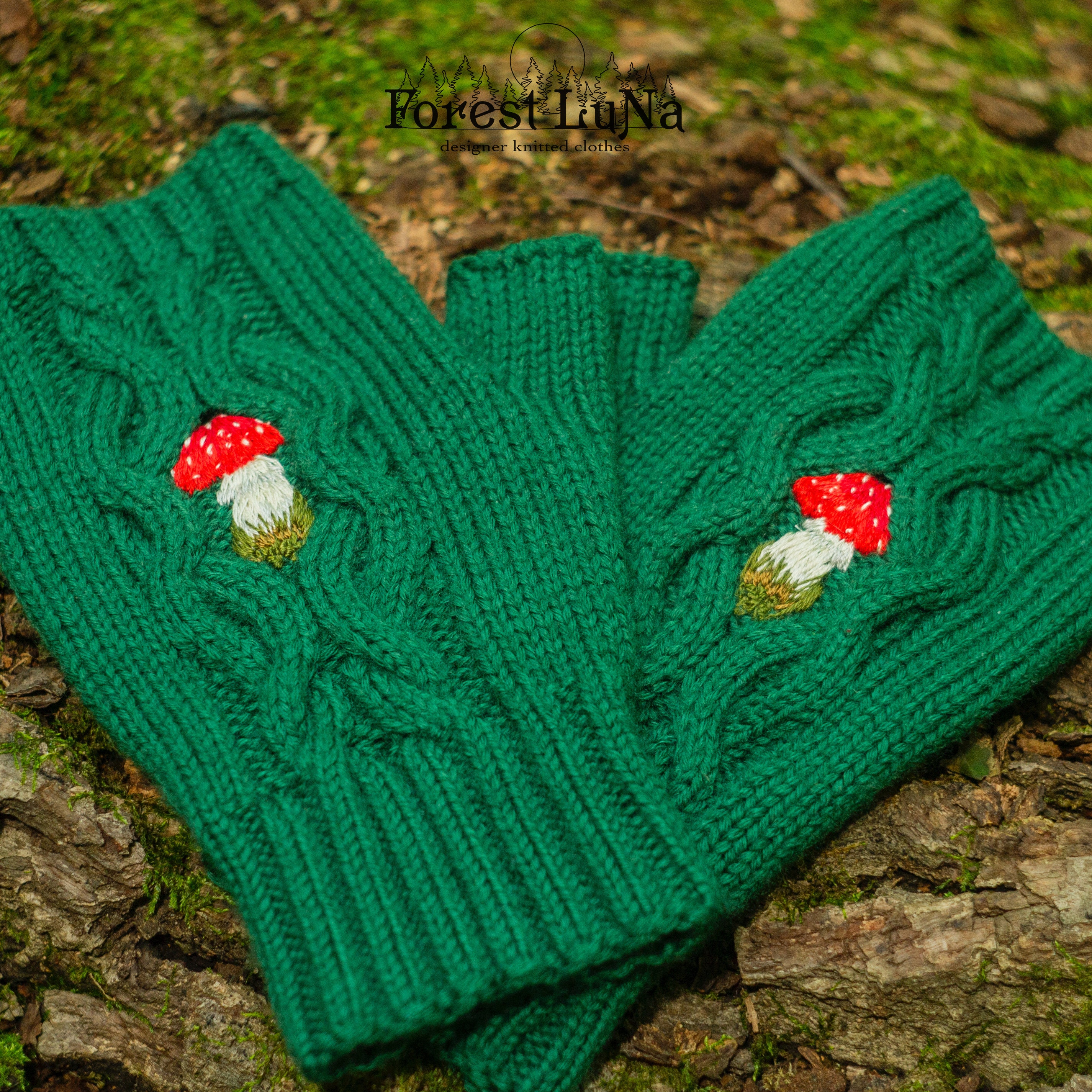 Knitted Woolen Mitts With Hand Embroidery. Pre-order. Autumn | Etsy