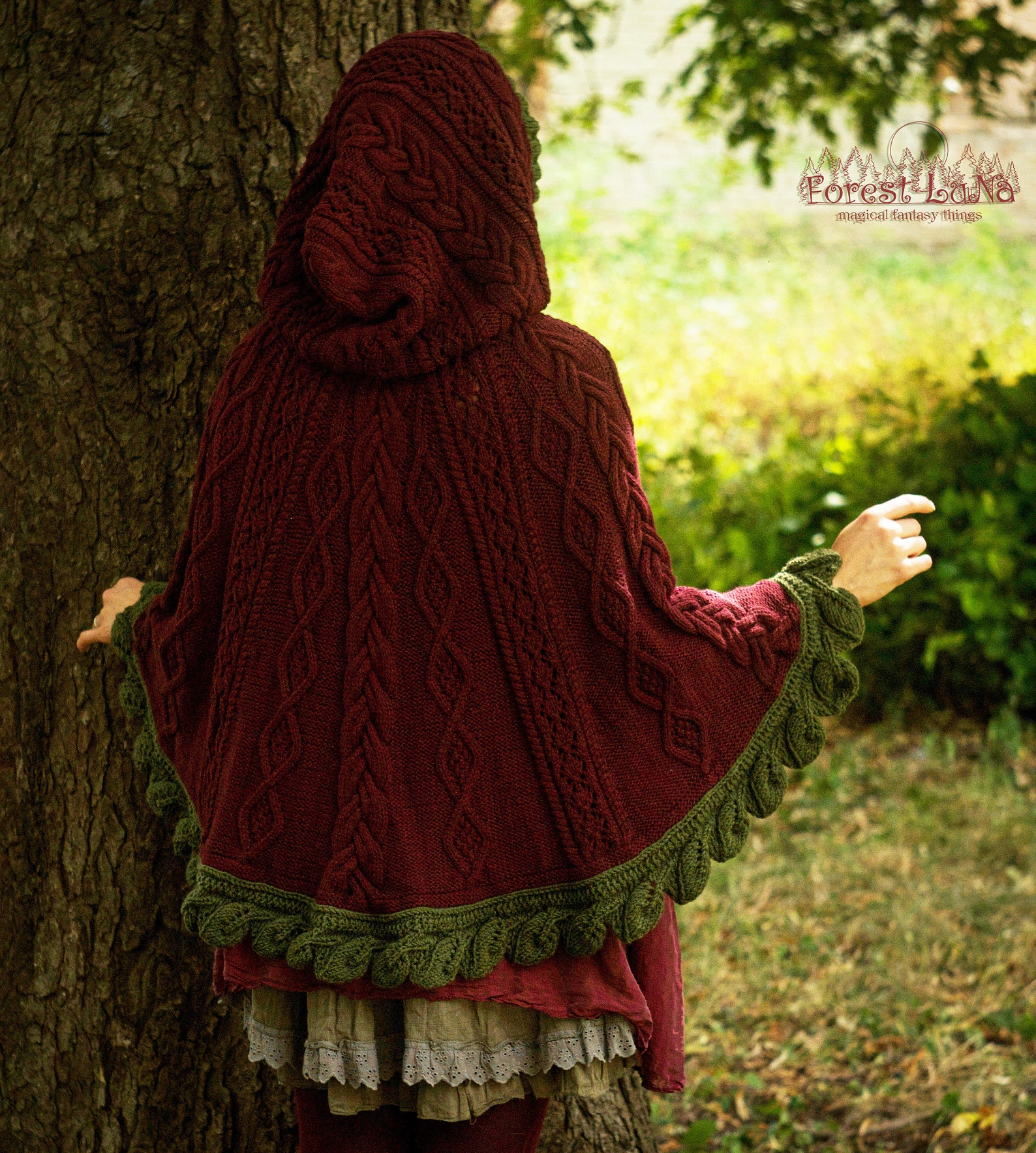 Knitted Medieval Cape. Forest Witch's Cloak. Druid's Large Hooded Cape ...