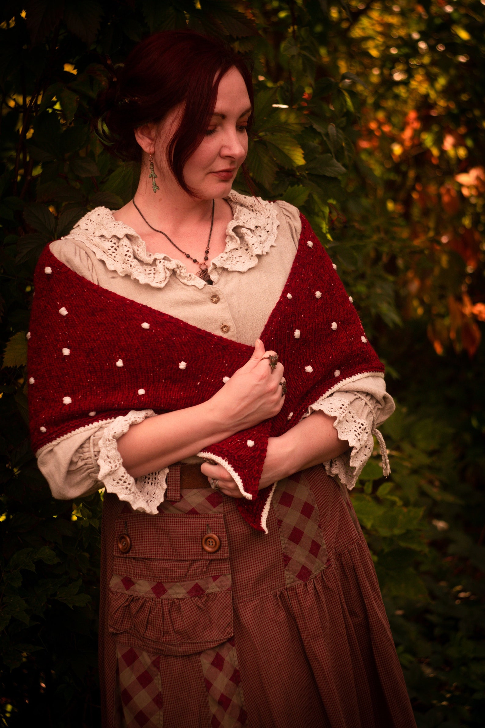 Amanita Triangular Woodland Knitted Shawl. Magical Witch Cape. Caring ...