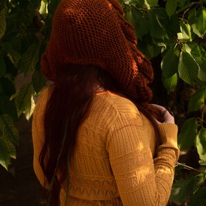 Knitted Pixie Leafy Forest Hood. Elven Cap With Tassels. Medieval ...