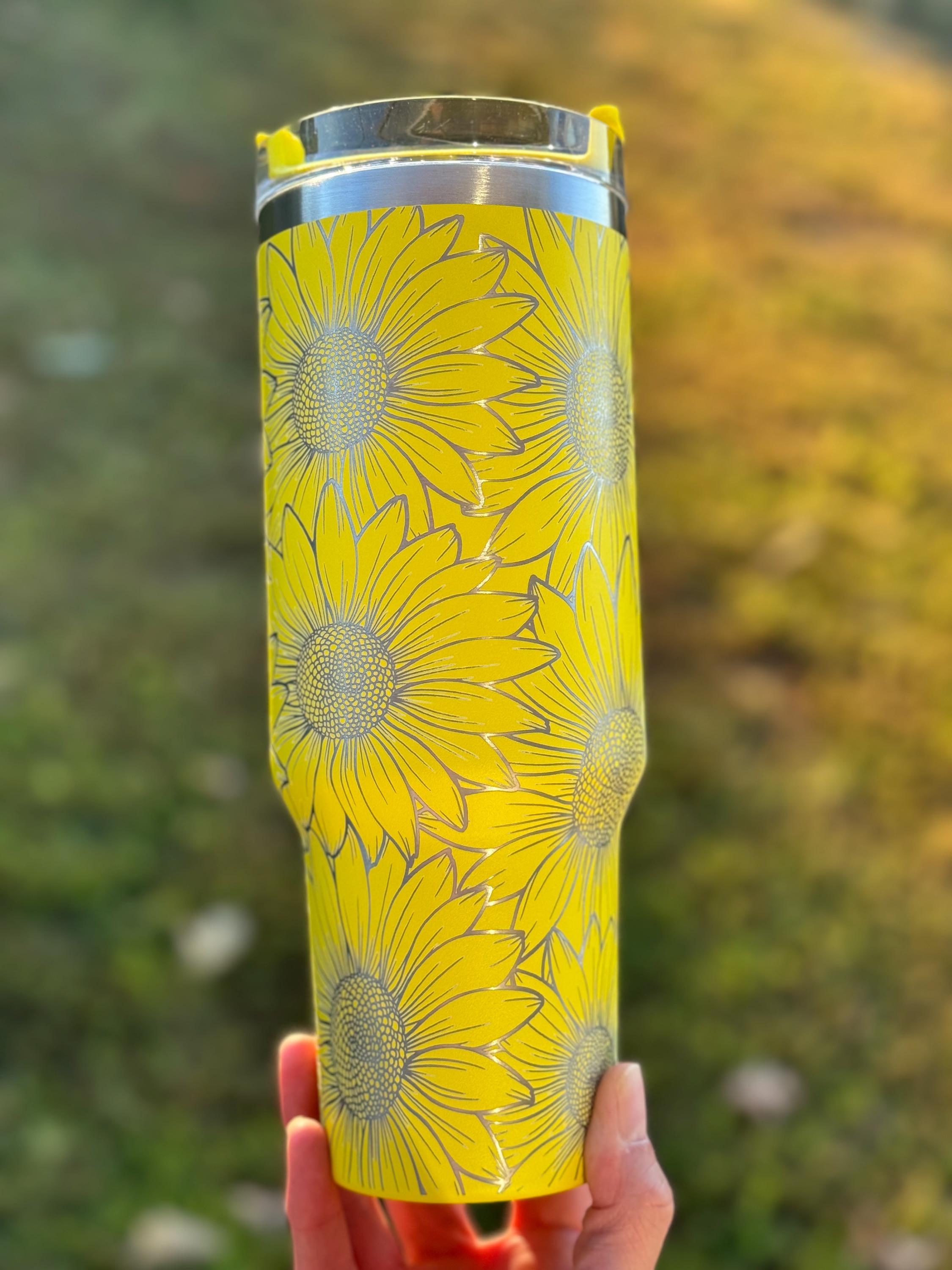 Sunflower Seamless Laser File Wrap Design for 40oz Tumbler, Sunflower ...