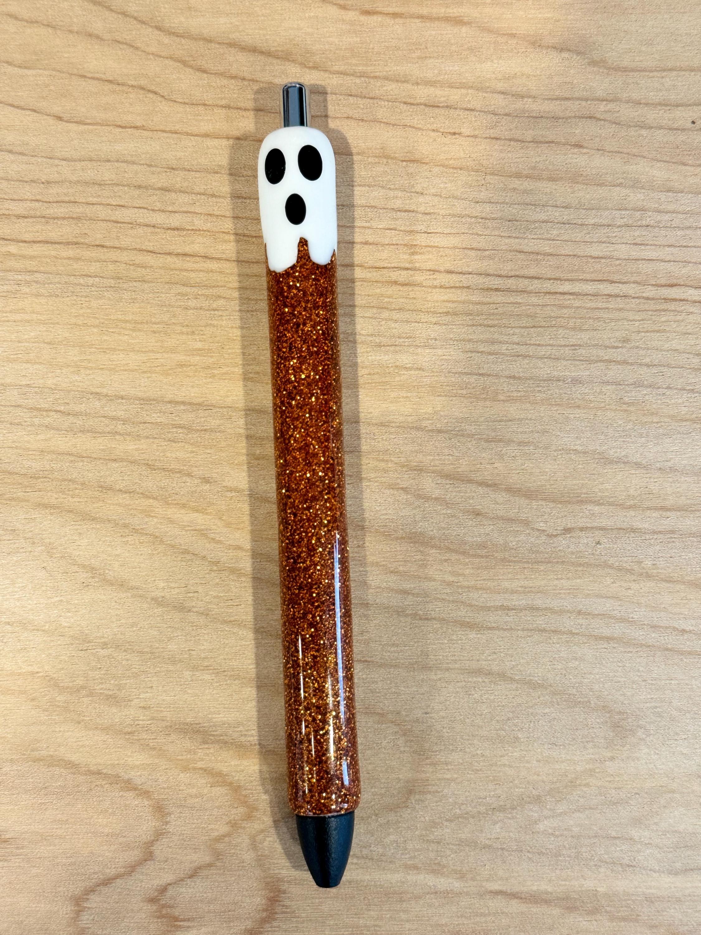 Ghost Pen, Halloween Ghost Face Pen, Epoxy Glitter Ghost Pen, Glitter ...