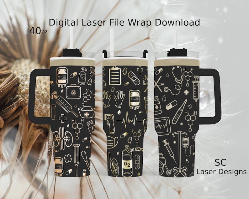 Nurse Laser Engraved Full Wrap Design for 40oz Tumbler, Nurse Laser ...