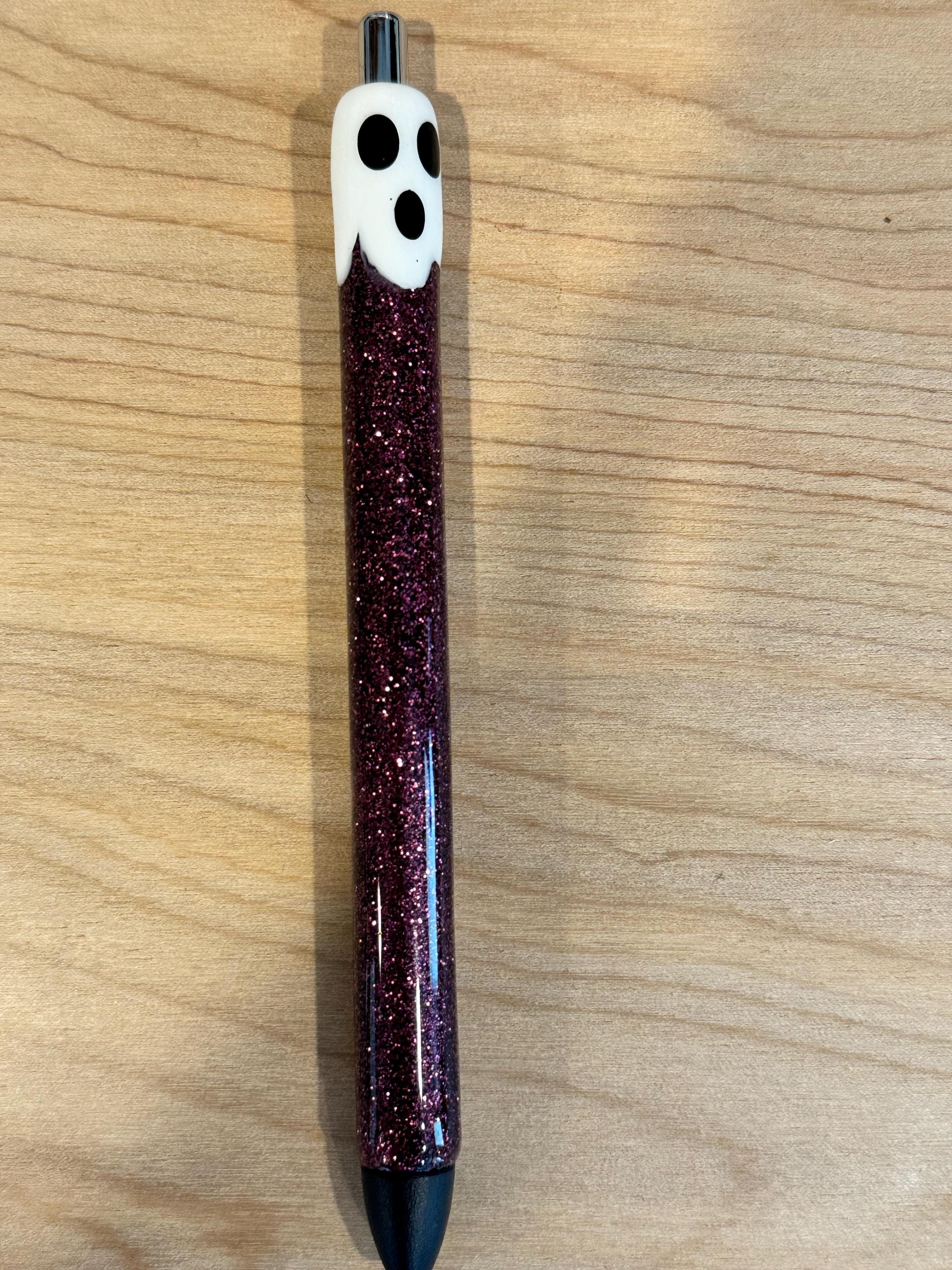 Ghost Pen, Halloween Ghost Face Pen, Epoxy Glitter Ghost Pen, Glitter ...
