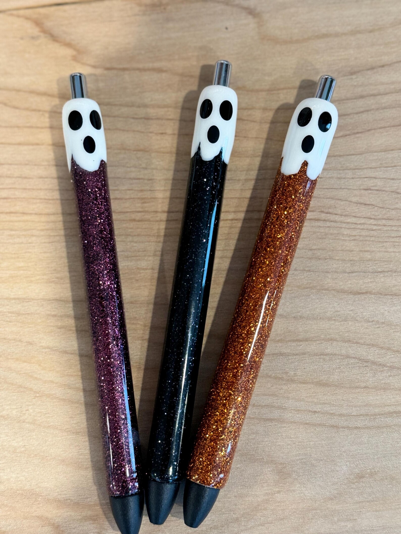 Ghost Pen, Halloween Ghost Face Pen, Epoxy Glitter Ghost Pen, Glitter ...