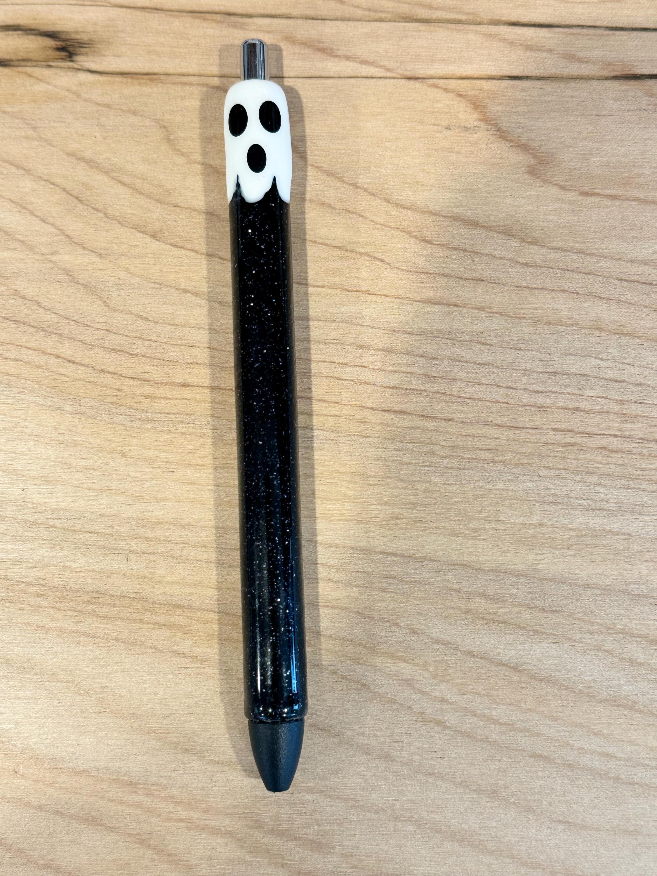 Ghost Pen, Halloween Ghost Face Pen, Epoxy Glitter Ghost Pen, Glitter ...