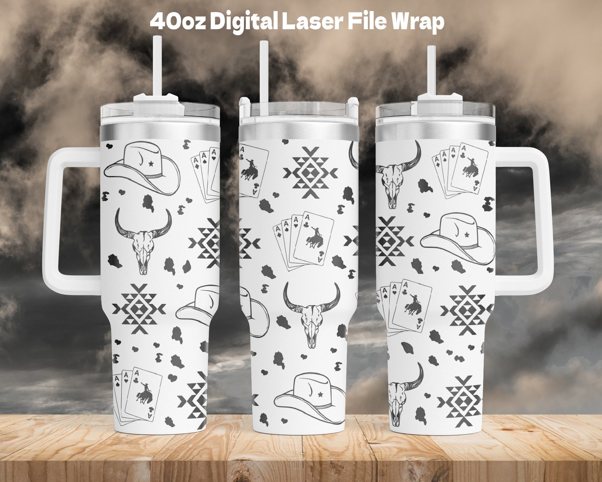 Western Laser Engraved Full Wrap Design, Western SVG Laser File ...