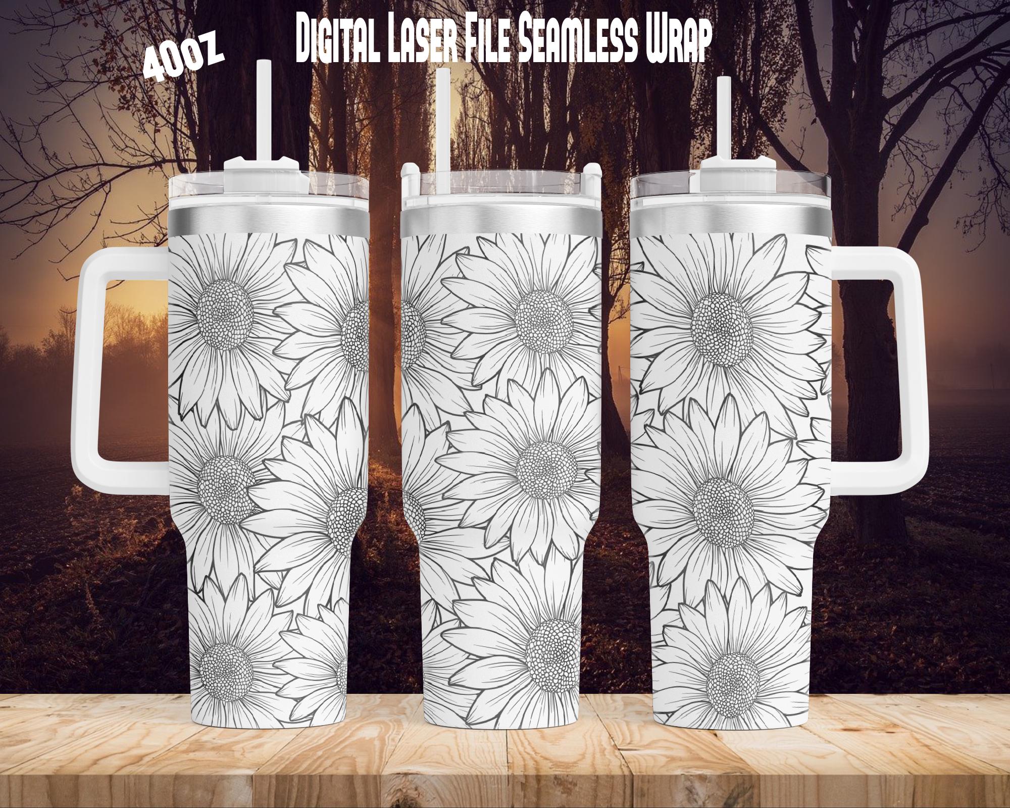 Sunflower Seamless Laser File Wrap Design for 40oz Tumbler, Sunflower ...