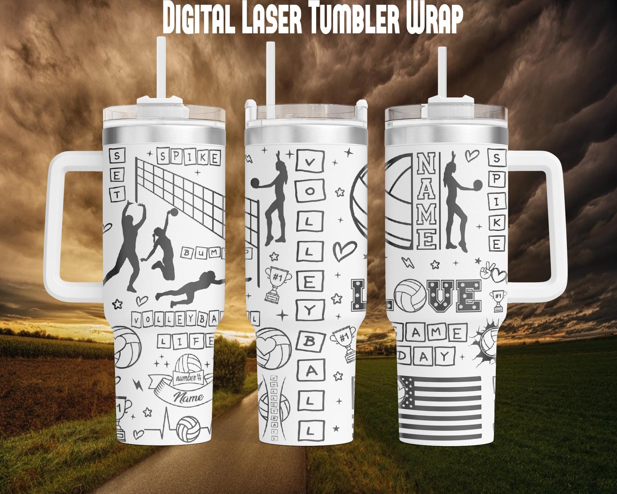 Volleyball Laser Engraved Wrap Download Design for 40oz Tumblers & More ...