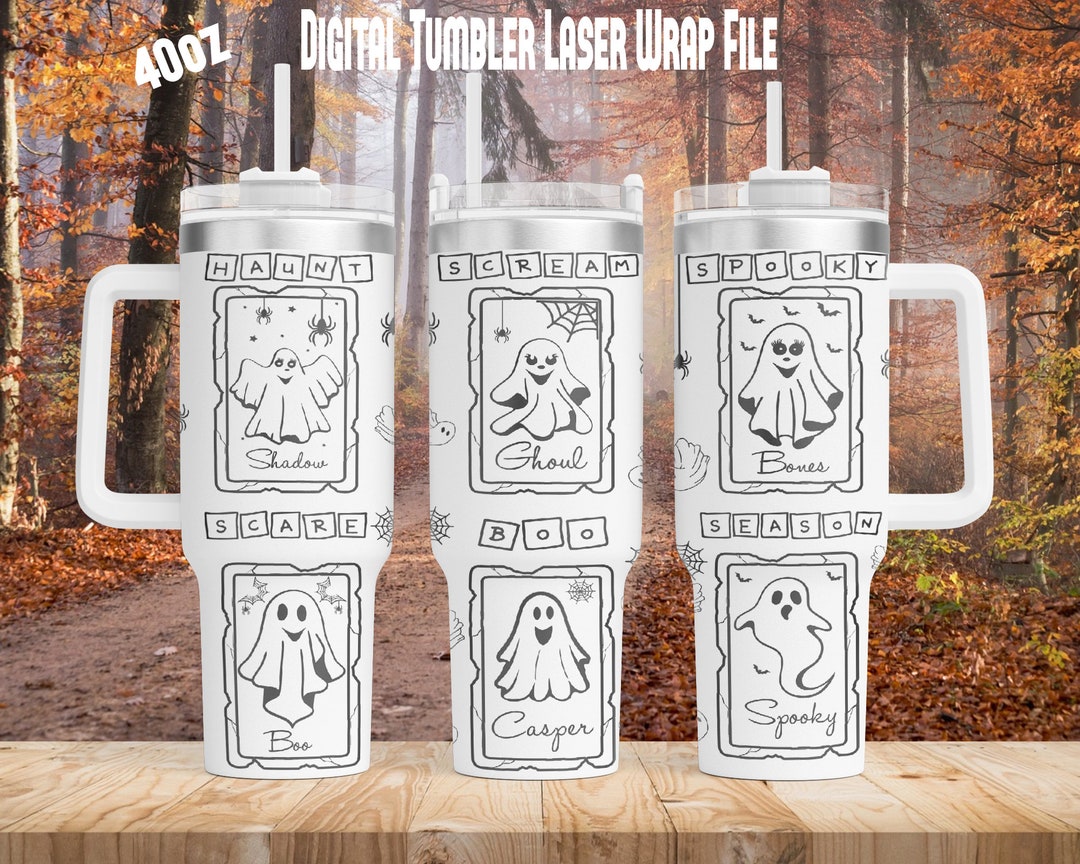 Ghost Card Laser File Full Wrap Design for 40oz Tumbler, Ghost SVG File ...