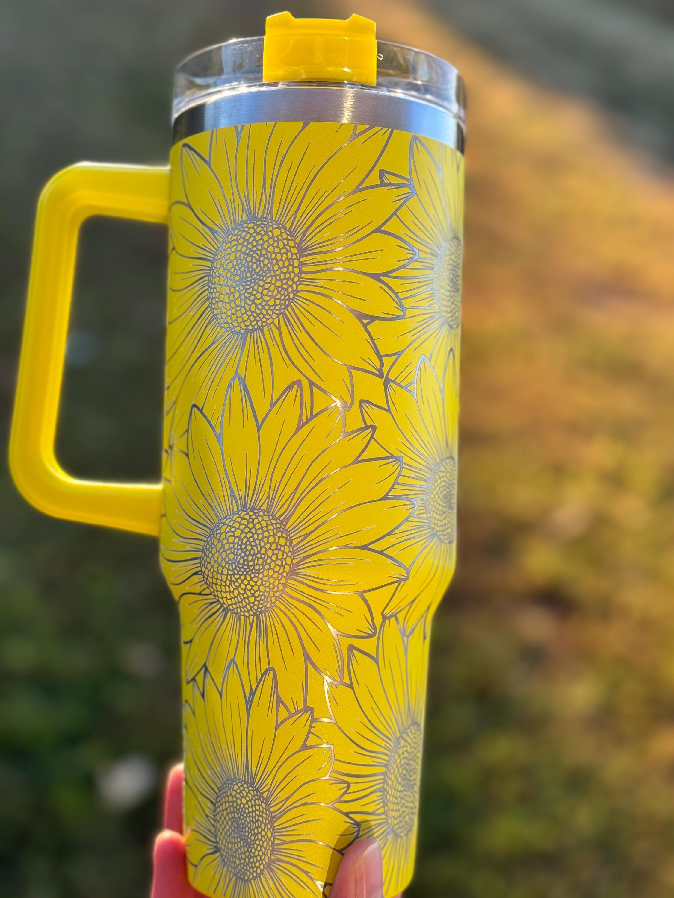Sunflower Seamless Laser File Wrap Design for 40oz Tumbler, Sunflower ...