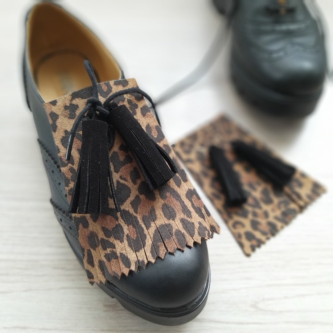 Golf Shoe Kiltie Fringes Black Suede Leather Shoe Clips for Custom ...