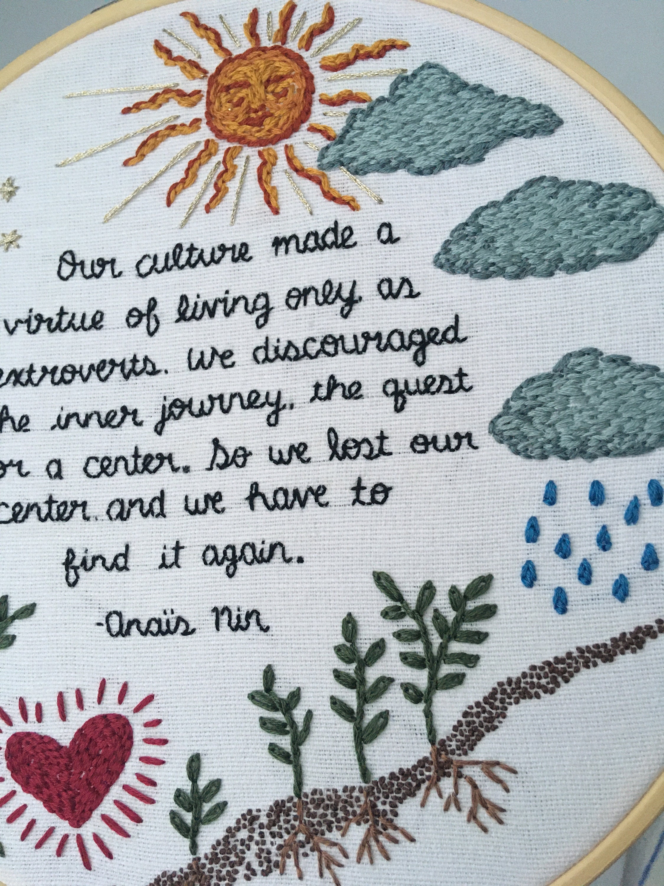 Anaïs Nin Quote Introvert Writer Feminist 8 Embroidery Hoop Handmade ...