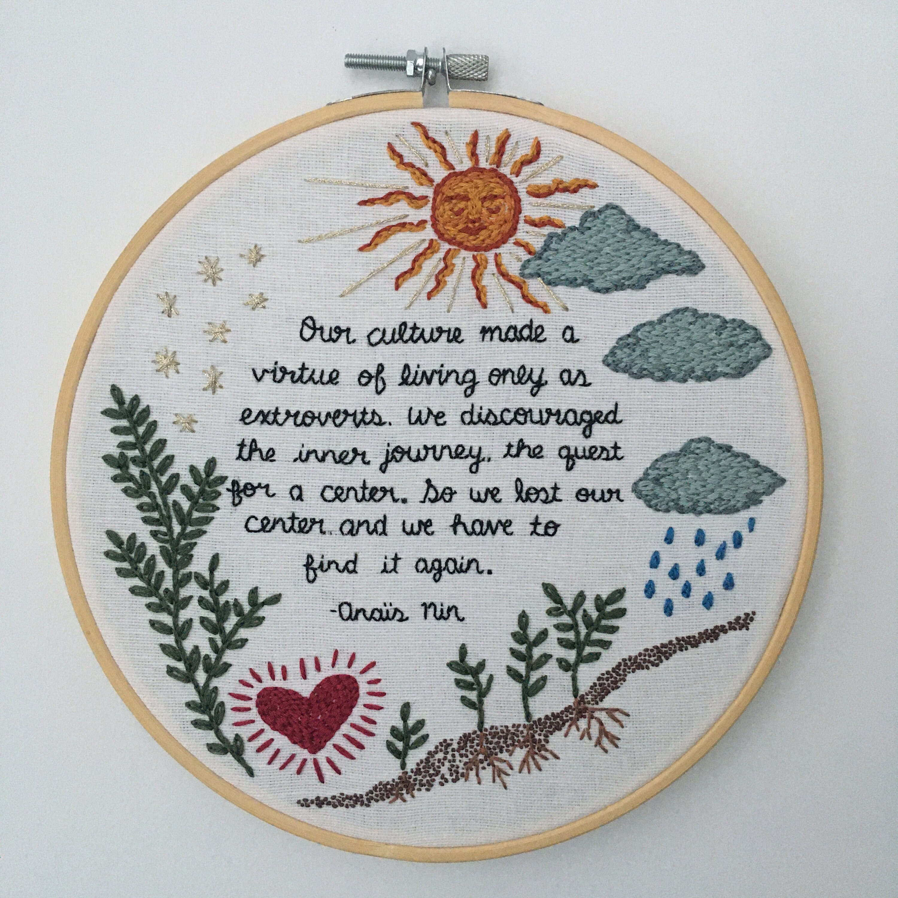 Anaïs Nin Quote Introvert Writer Feminist 8 Embroidery Hoop Handmade ...