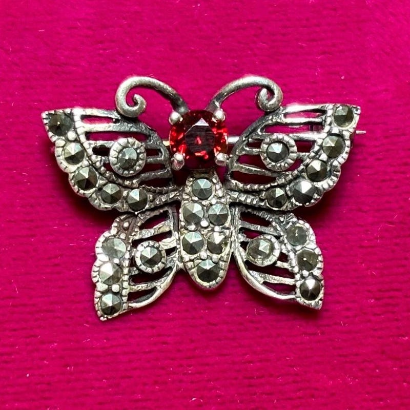 925 Silver Butterfly Brooch - Etsy