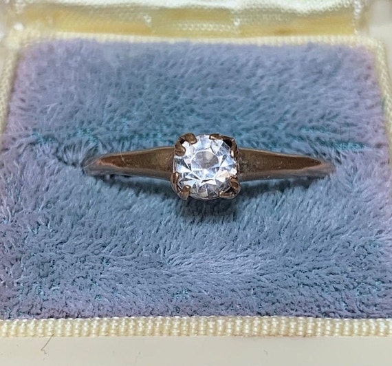 Antique Uncas Gold Old Cut Diamond Paste Solitaire Ring Clear - Etsy