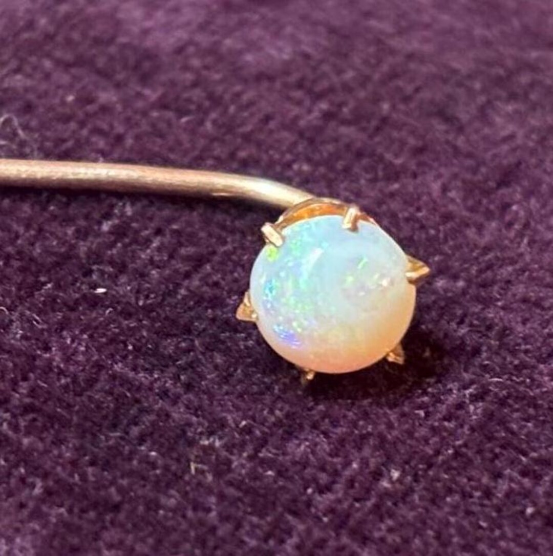 Antique 10k Gold Opal Stick Pin 6mm Round Opal Edwardian Era Early ...