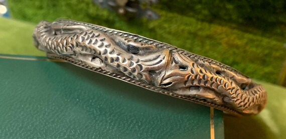 Antique Chinese Silver Dragon Rattle Bangle Bracelet … - Gem