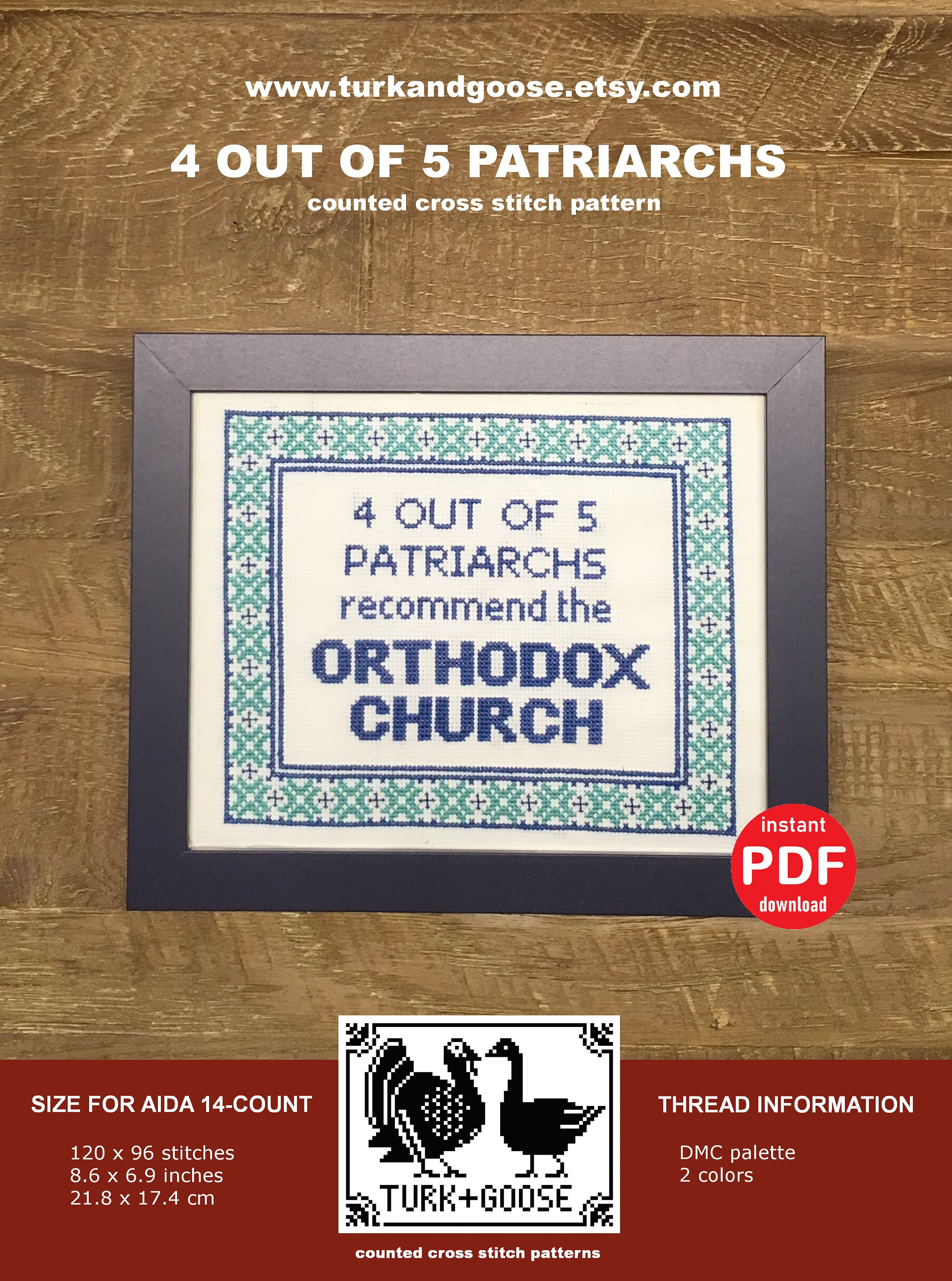 CROSS STITCH PATTERN: 4 Out of 5 Patriarchs Recommend the Orthodox ...
