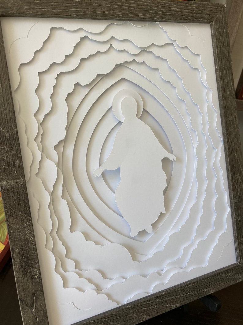 SHADOWBOX PAPERCUT PATTERN: Jesus in the Clouds Holy Ascension Orthodox ...